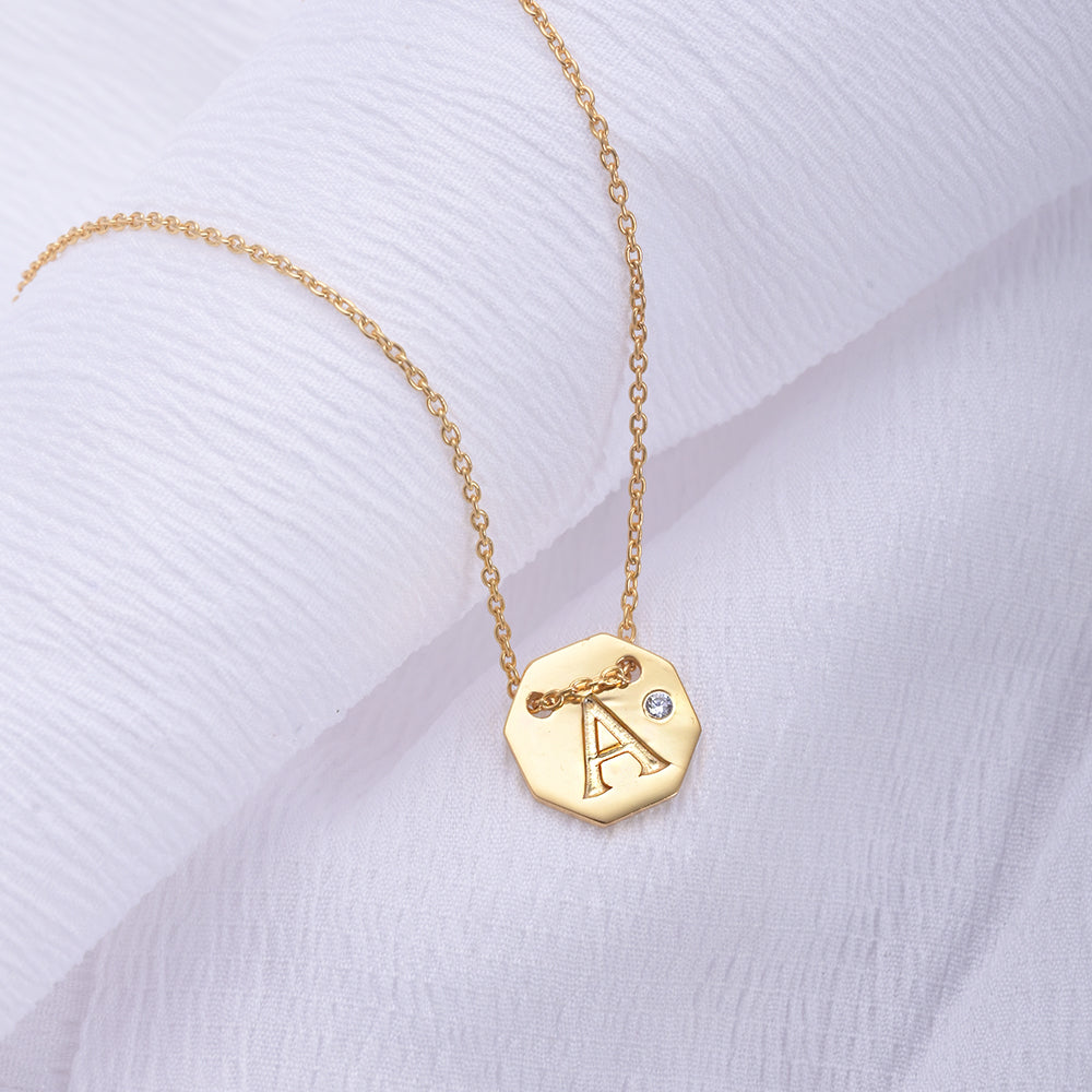 Octa Initial Necklace in 92.5 Sterling Silver