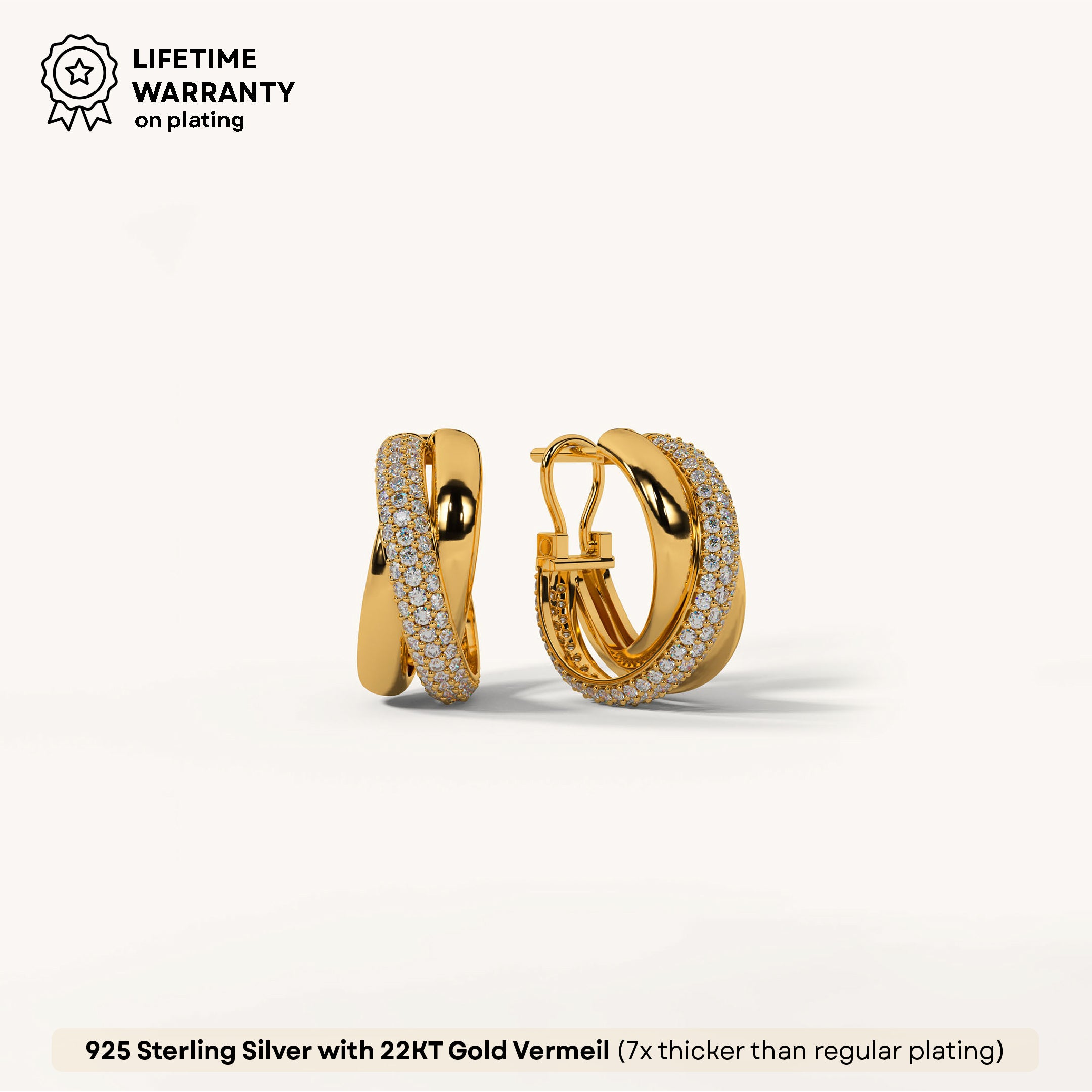 Glam Interlock Hoops in 92.5 Sterling Silver